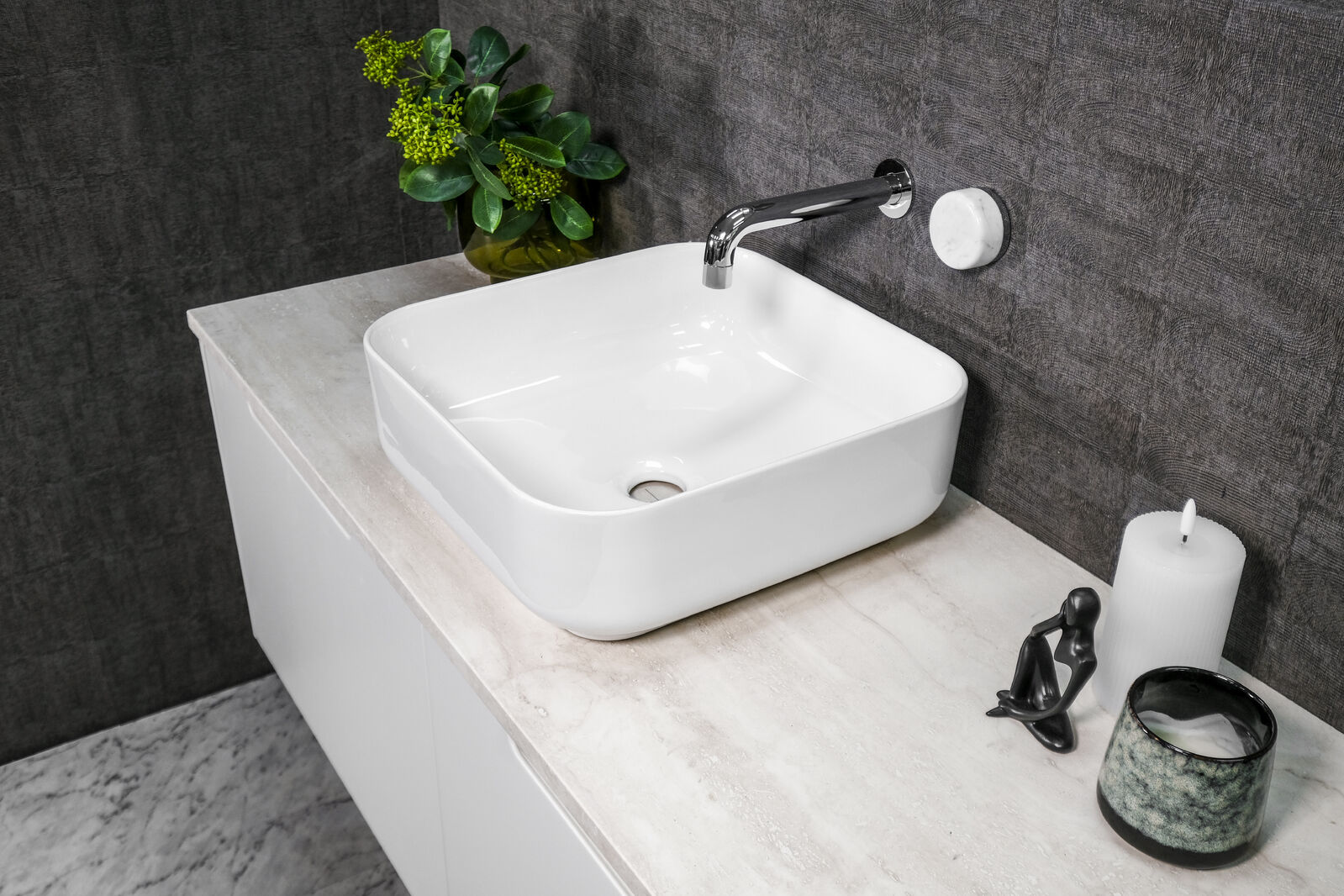 Square - Ceramic Above Counter Top Basin GC1133 | Pop Up Waste